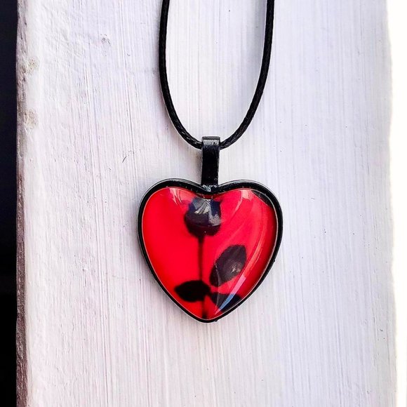 Hand Crafted | Jewelry | Gothic Vamp Heart Rose Pendant Necklacechoker ...